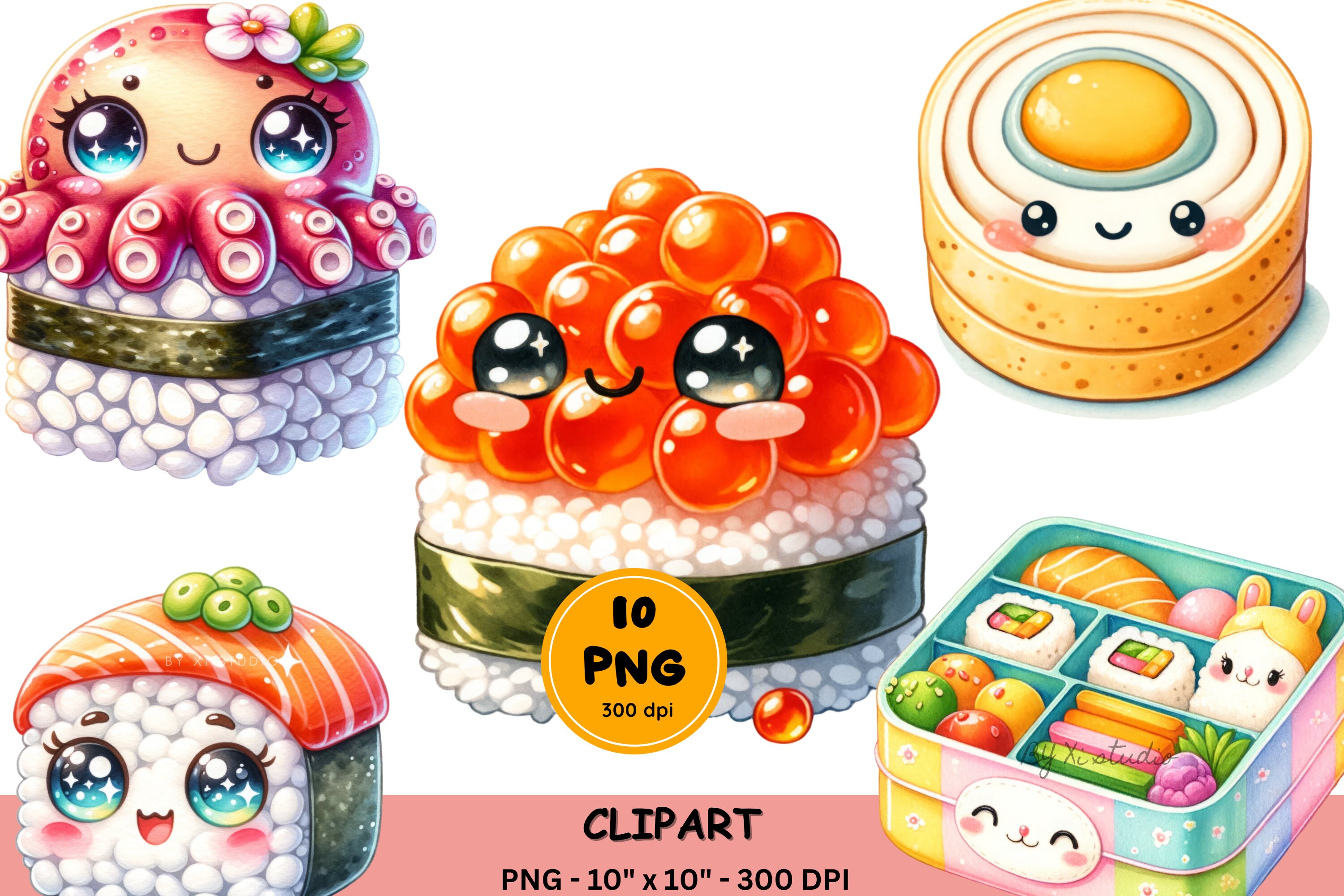 Kawaii Sushi Clipart, Kawaii Food Clipart, Cute Sushi Cartoon ...