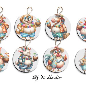 Watercolor Summer Beach Farm Animals Clipart, Cute Animals Illustration ...
