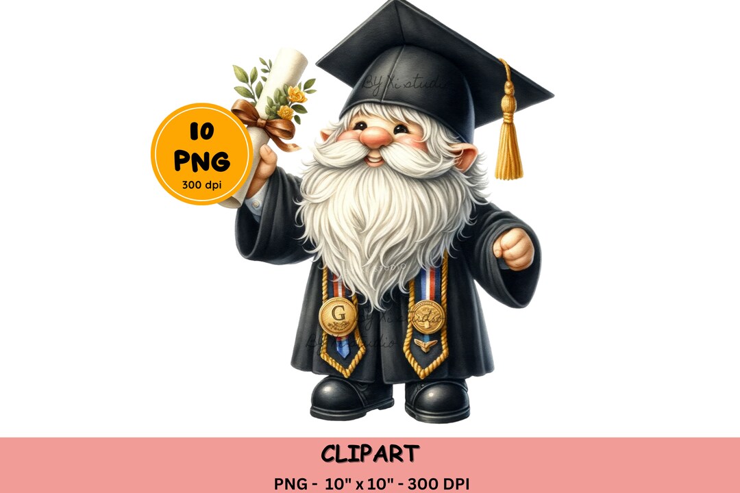 Graduation Gnome Clipart, Graduate Gnome PNG, Graduating Clipart, Gnome ...