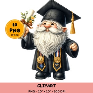 Graduation Gnome Clipart, Graduate Gnome PNG, Graduating Clipart, Gnome ...