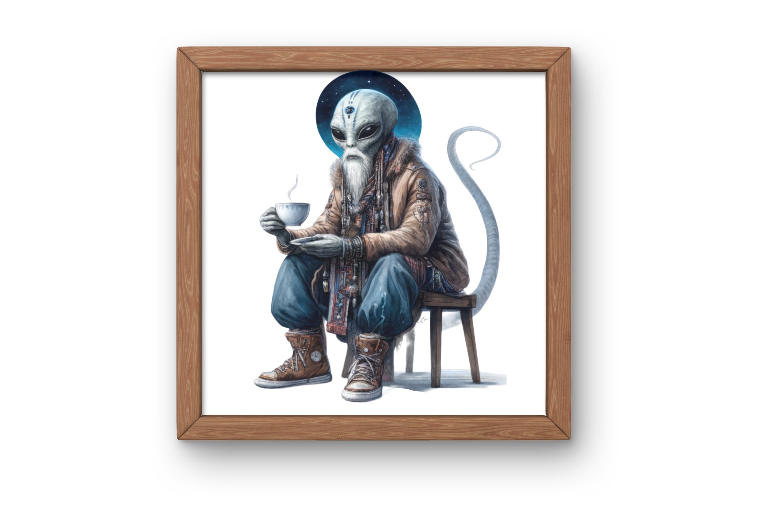 Coffee Alien Clipart, Alien PNG, Space Alien Sublimation Design, Cute ...