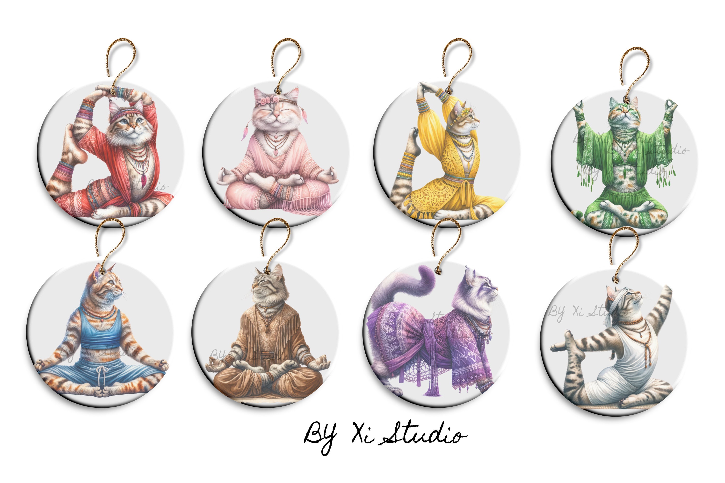 Boho Yoga Cat Clipart, Funny Cat Illustrations, Cat Clip Art, Yoga PNG ...