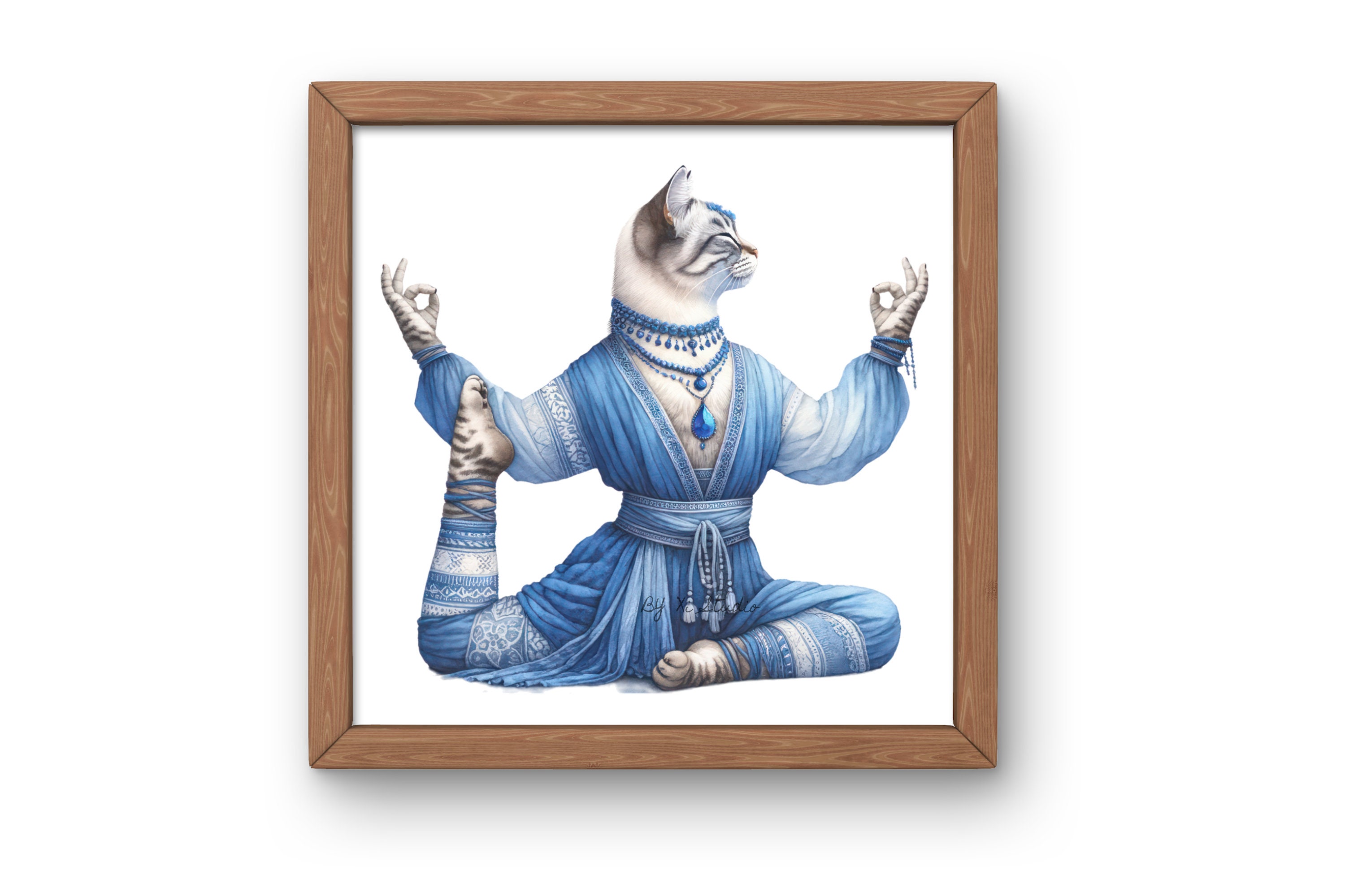 Boho Yoga Cat Clipart, Funny Cat Illustrations, Cat Clip Art, Yoga PNG ...