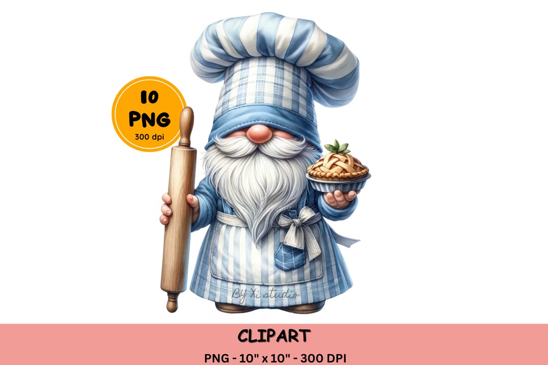 Watercolor Chef Gnomes, Cooking Gnome Png, Kitchen Gnome Illustration ...