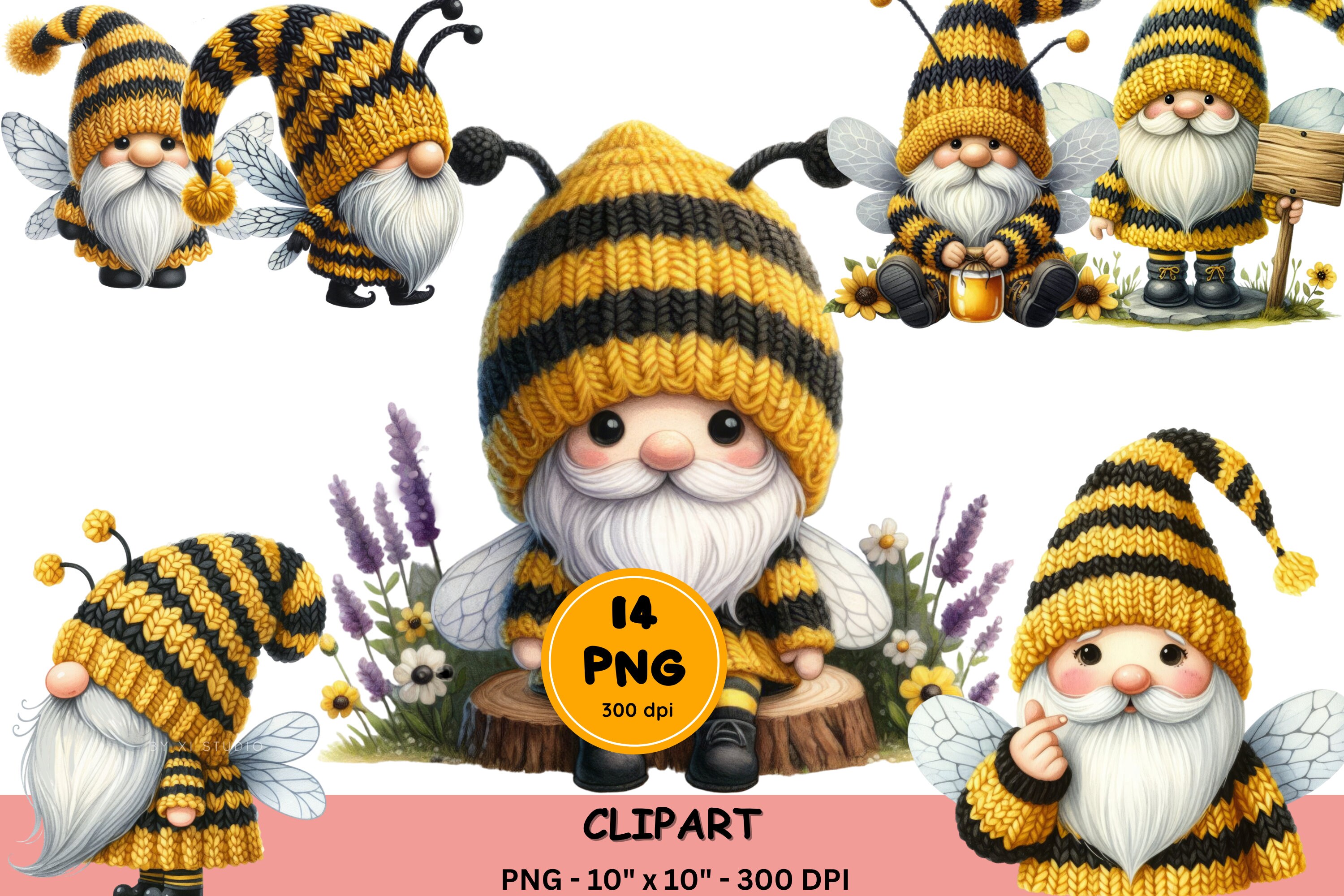 Bee Gnome Clipart, Cute Gnome PNG, Bee PNG, Yellow Gnome Clipart ...