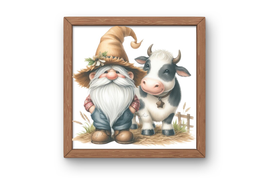 Farmer Gnome Clipart, Farm Animals PNG, Cute Gnome Png, Gnomes ...