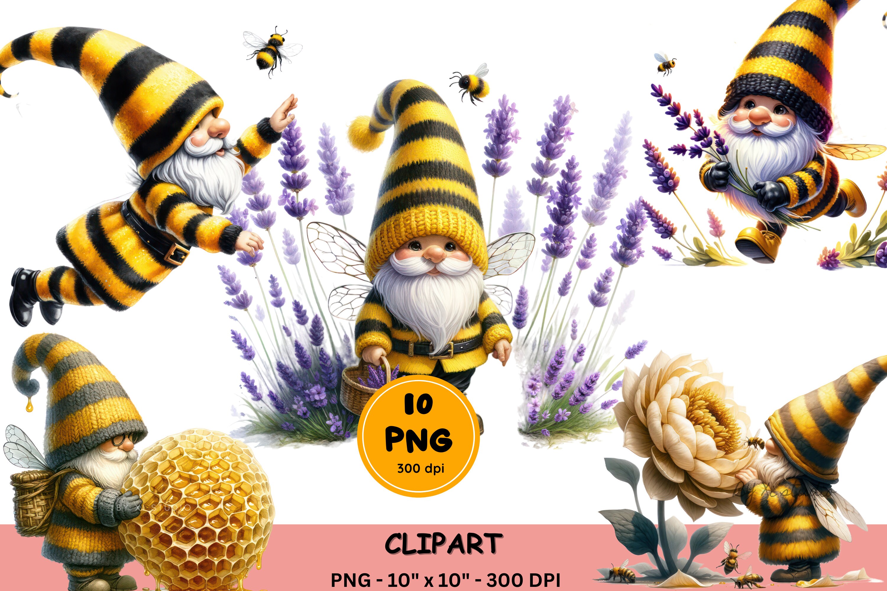 Bee Gnome Clipart, Cute Gnome PNG, Spring Gnome Sublimation Design ...