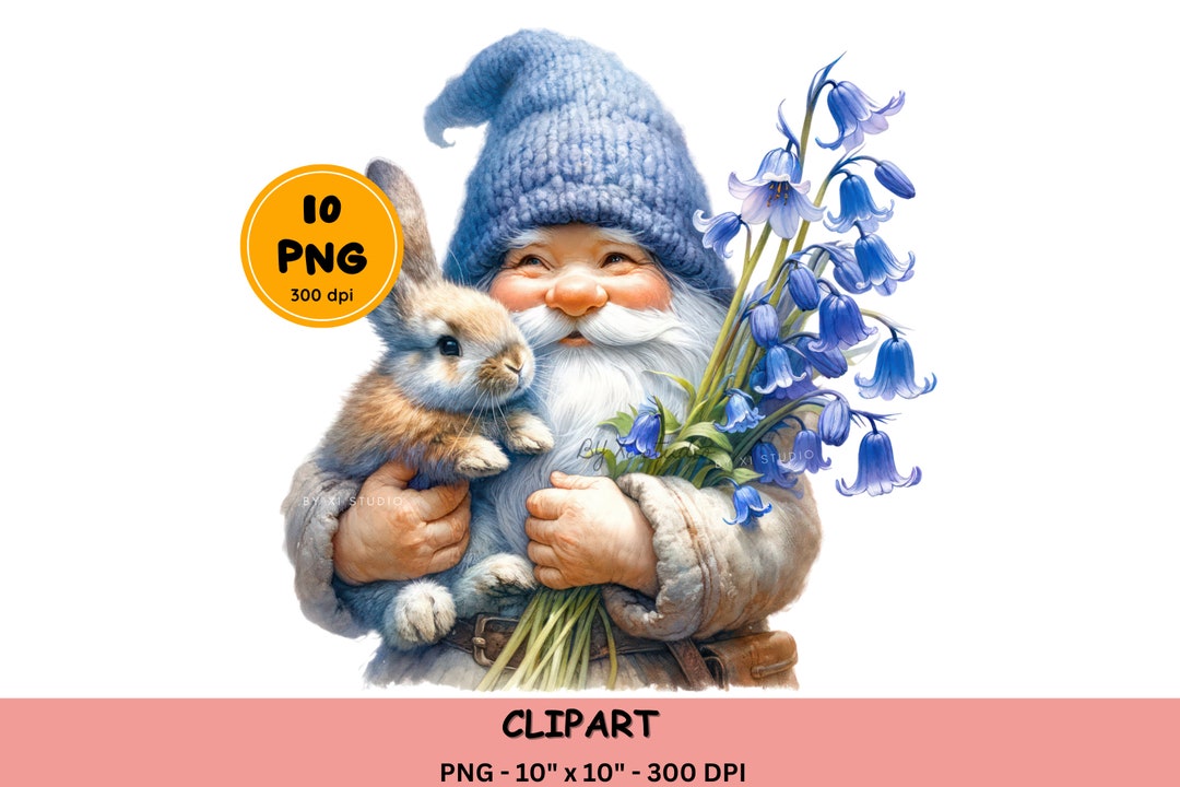 Watercolor Spring Gnome Clipart Set With Assorted Farm Animals, Flower ...