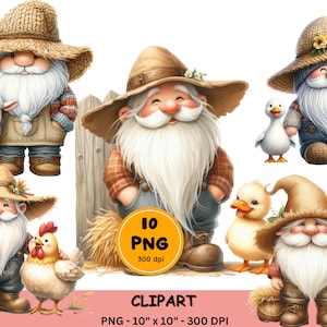 Farmer Gnome Clipart, Farm Animals PNG, Cute Gnome Png, Gnomes ...