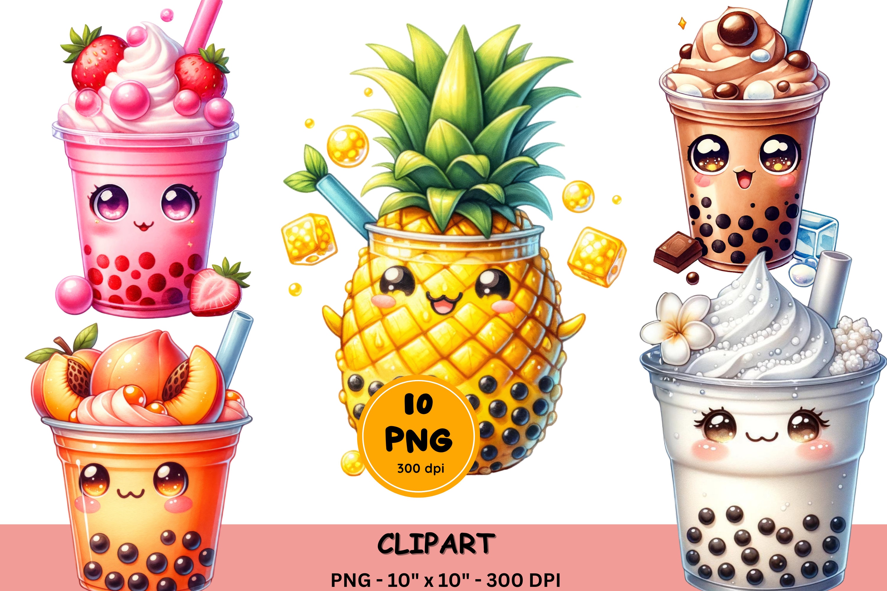 Kawaii Bubble Tea Clipart, Cute Boba Tea Clipart, Boba Tea Cartoon ...