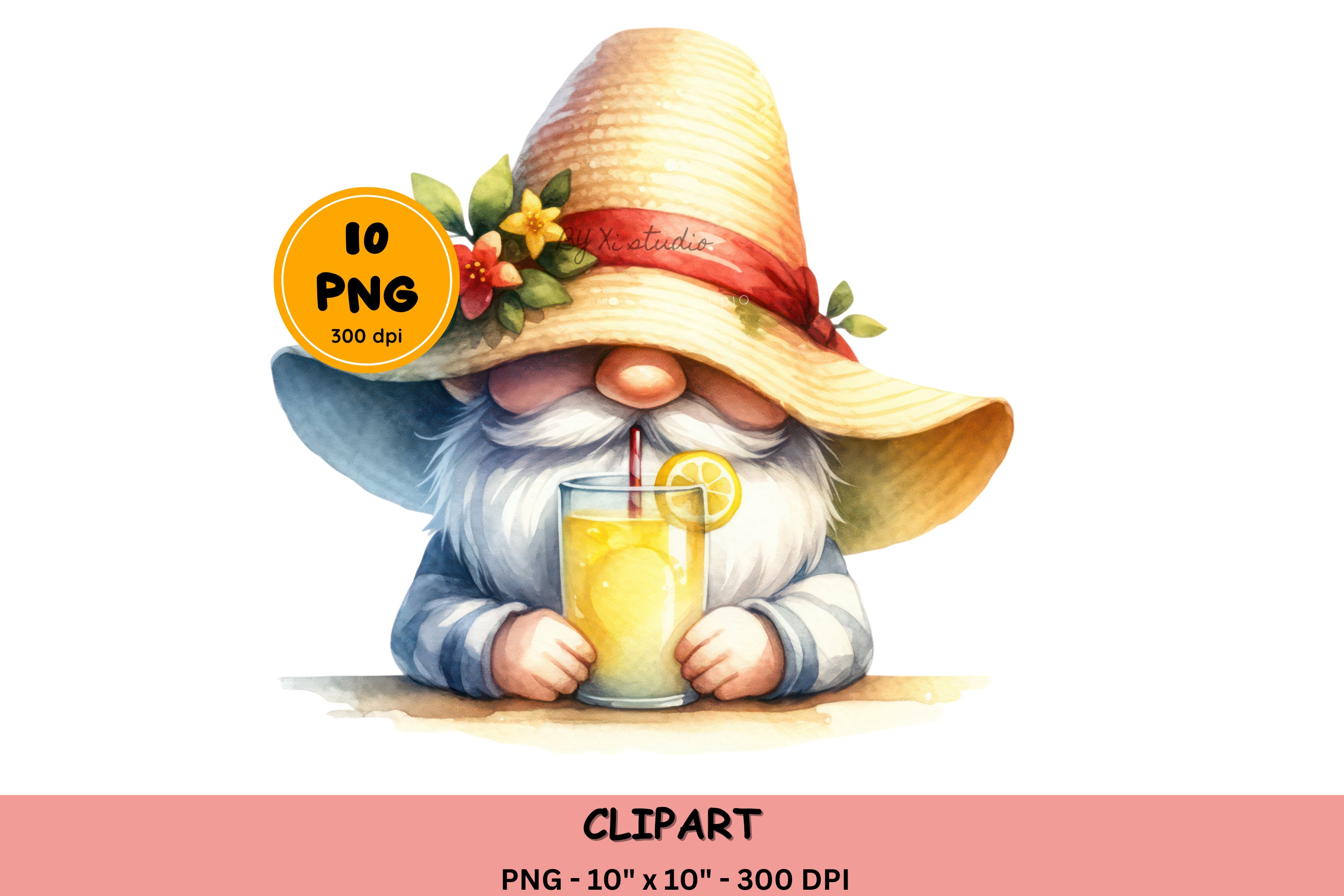 Cute Summer Gnome Clipart, Summer Drink Gnome Sublimation Design, Ice ...