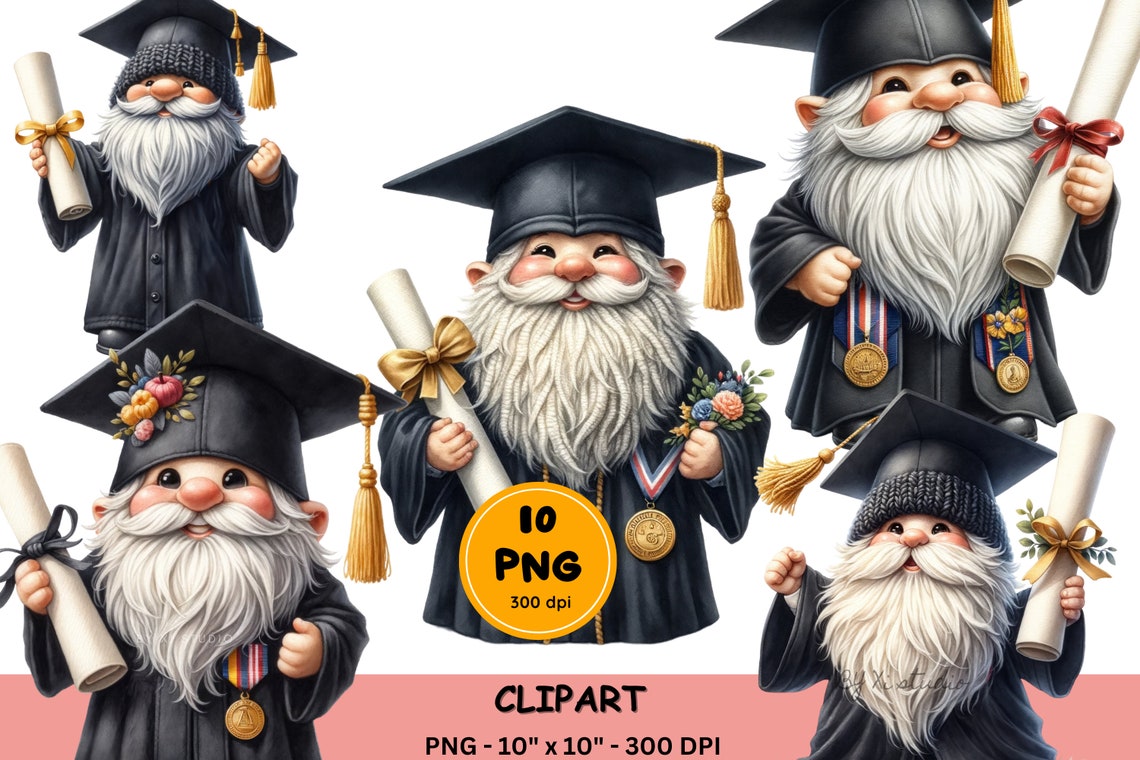 Graduation Gnome Clipart, Graduate Gnome PNG, Graduating Clipart, Gnome ...
