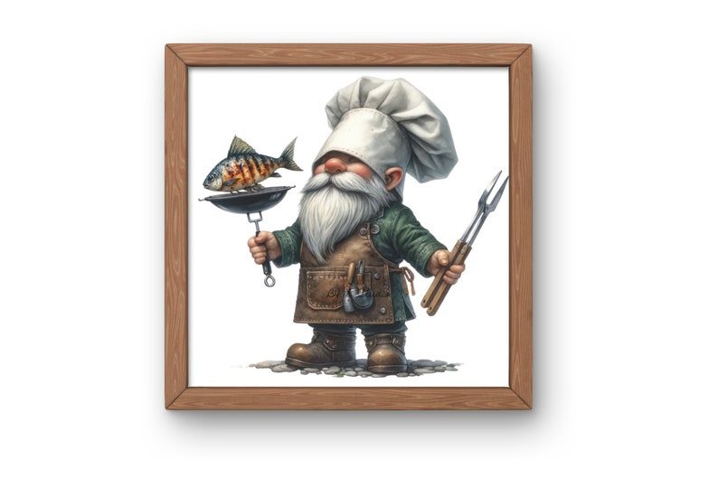Watercolor Chef Gnomes, Cooking Gnome Png, Kitchen Gnome Illustration ...