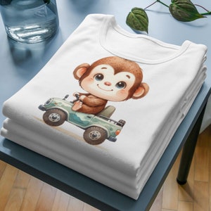 Watercolor Safari Animals on Car Clipart, Baby Animal Clipart, Vehicle ...