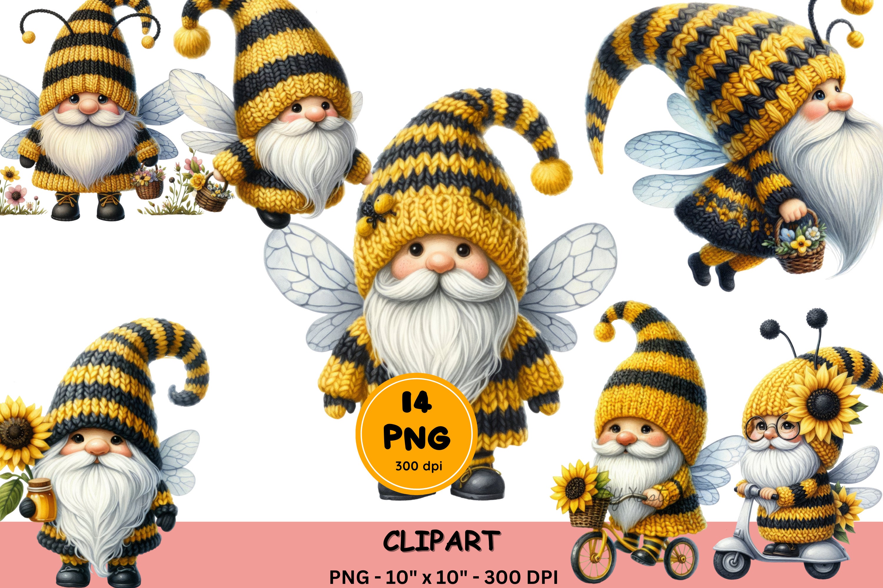Bee Gnome Clipart, Cute Gnome PNG, Bee PNG, Yellow Gnome Clipart ...