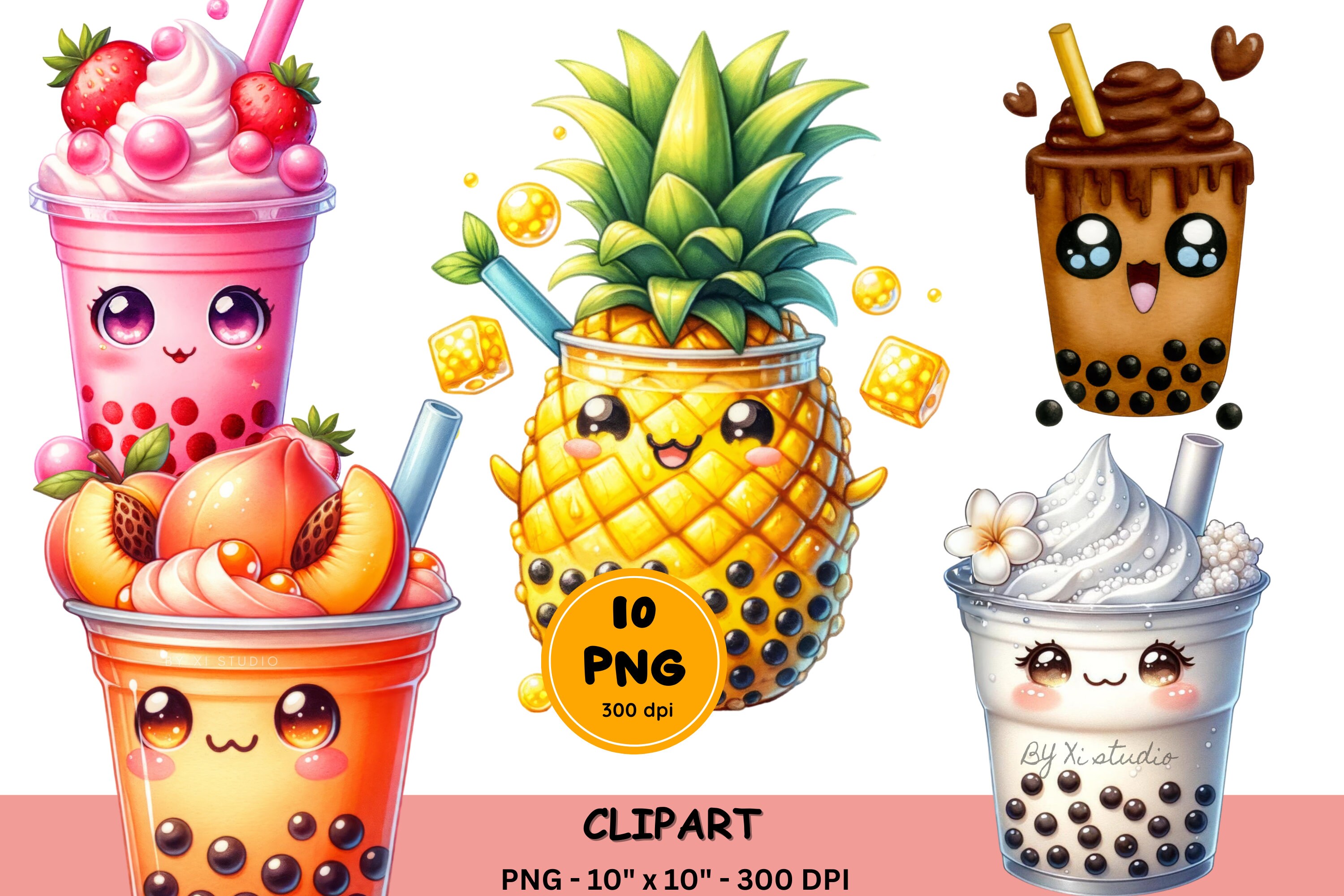 Kawaii Bubble Tea Clipart, Cute Boba Tea Clipart, Boba Tea Cartoon ...