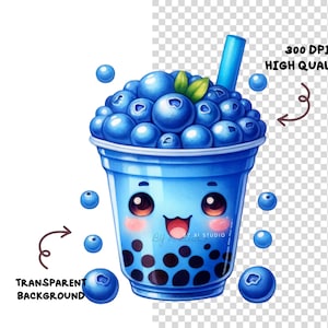 Kawaii Bubble Tea Clipart, Cute Boba Tea Clipart, Boba Tea Cartoon ...