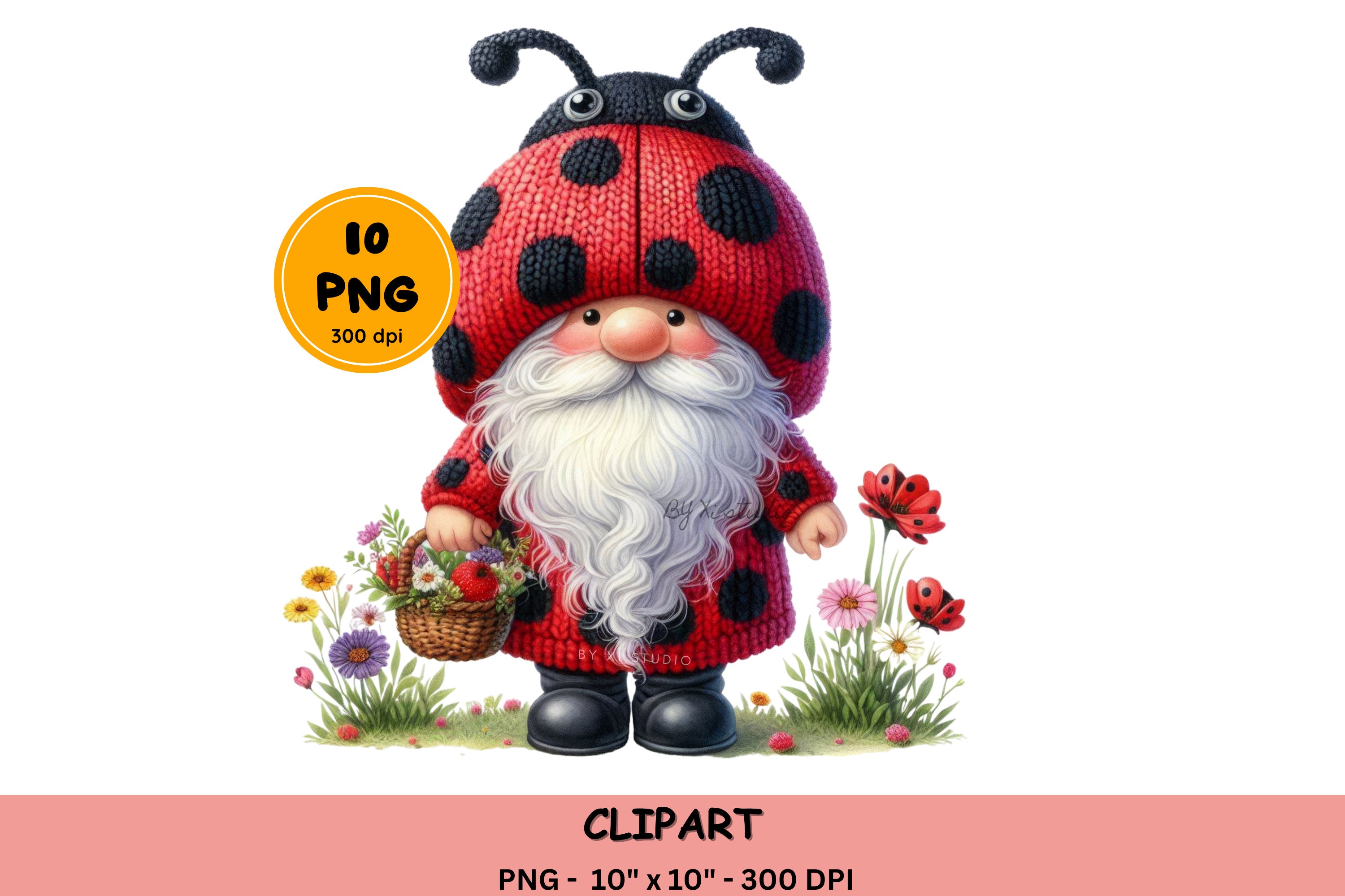 Watercolor Ladybug Gnome Clipart, Cute Gnome PNG, Ladybug PNG, Ladybird ...