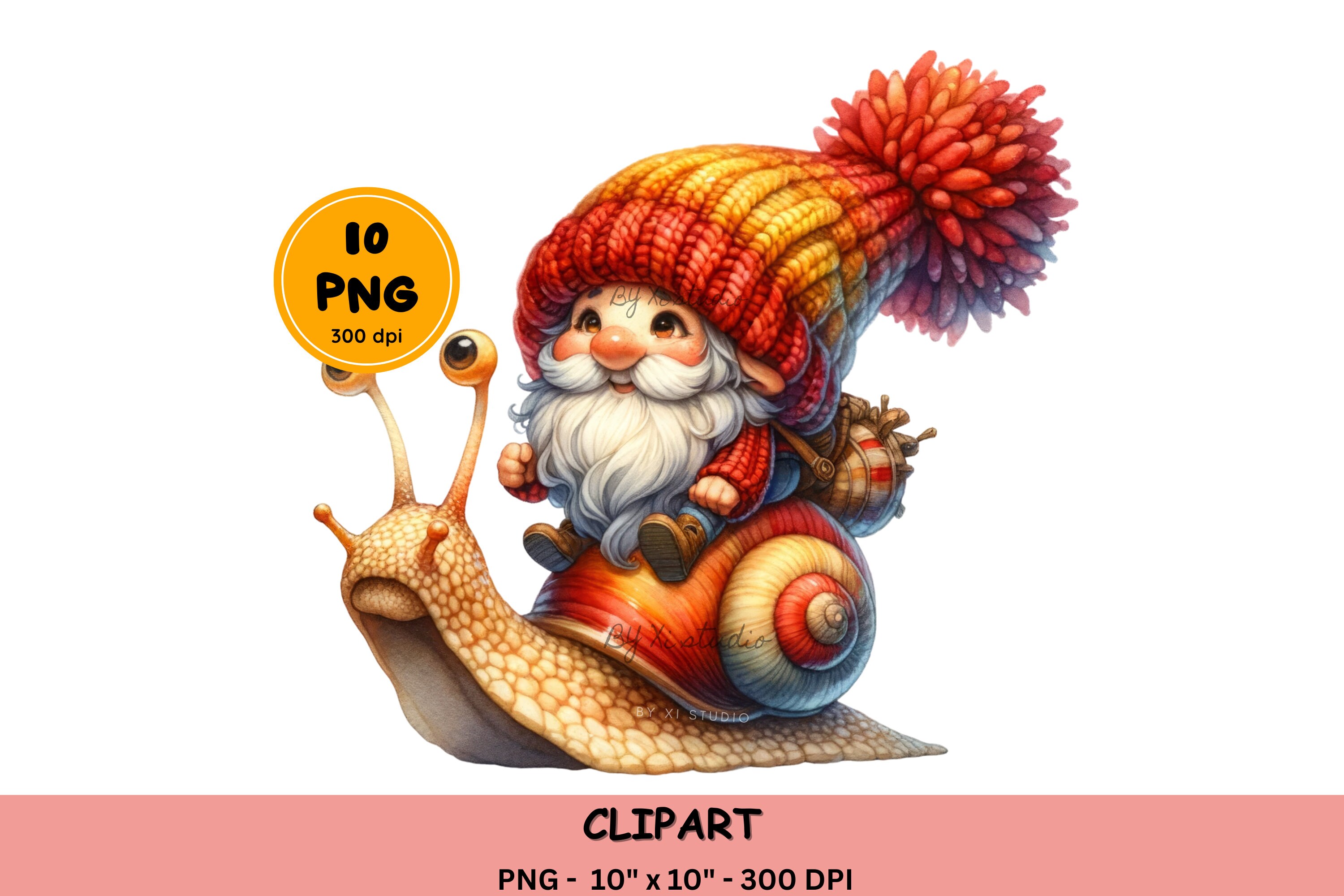Snail Clipart, Cute Gnome Clipart, Snail Rider Graphic, Spring Gnome ...