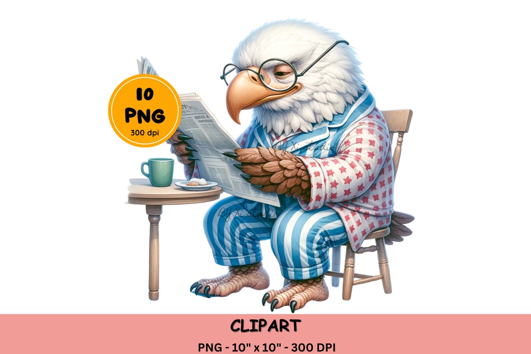 Safari Animal Reading Newspaper Clipart, Pajamas Animals Illustration ...