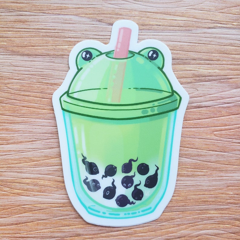 Froggy Boba Tea Vinyl Sticker - Etsy