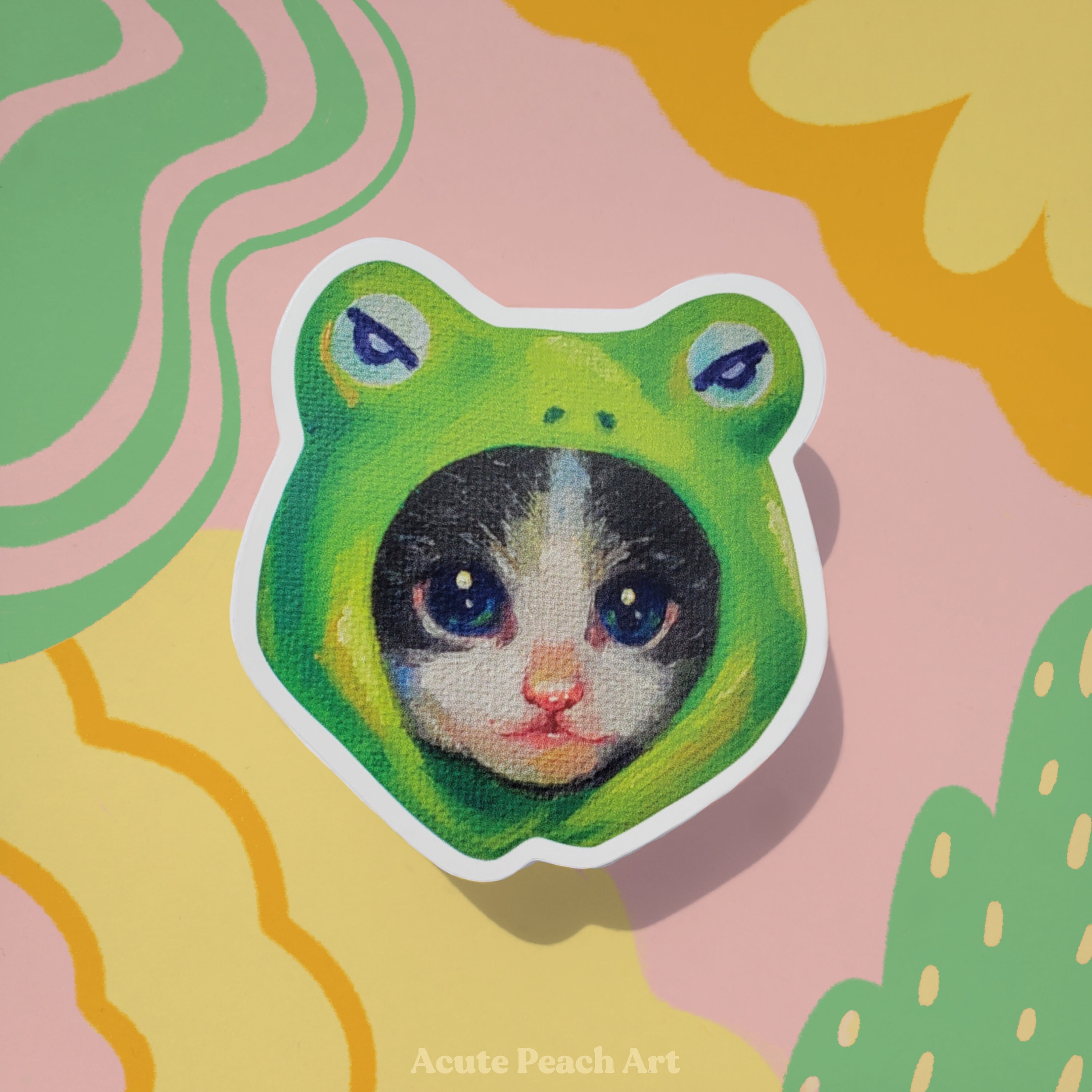 Froggy Cat Vinyl Sticker - Etsy