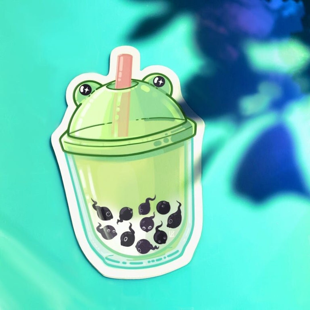 Froggy Boba Tea Vinyl Sticker - Etsy