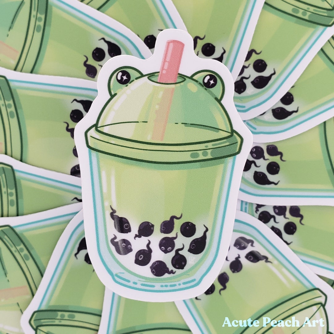 Froggy Boba Tea Vinyl Sticker - Etsy