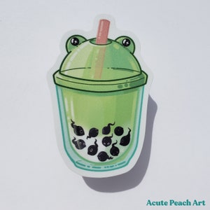Froggy Boba Tea Vinyl Sticker - Etsy