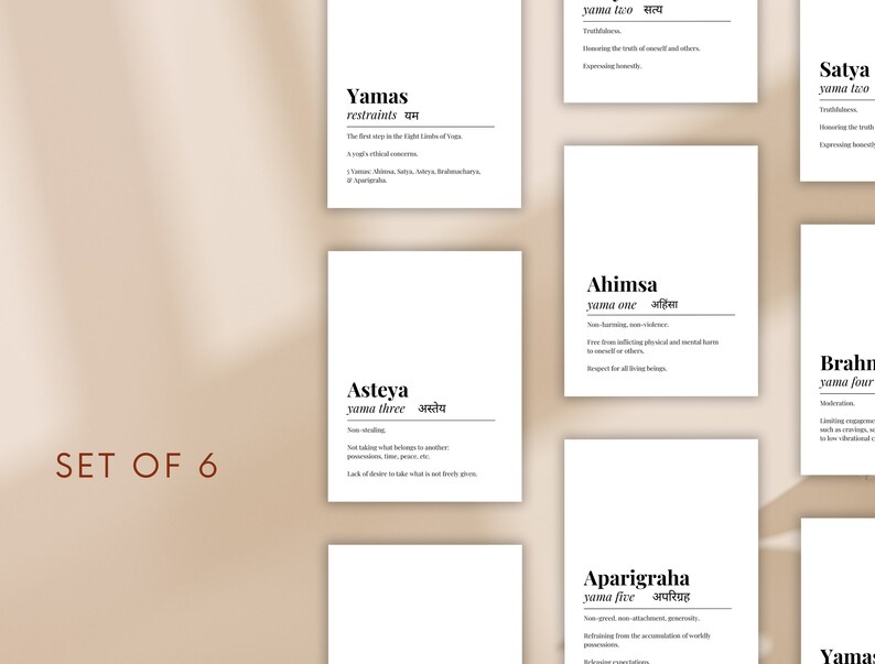 Yamas Digital Art | Yoga Artwork Instant Download | 8 Limbs of Yoga ...