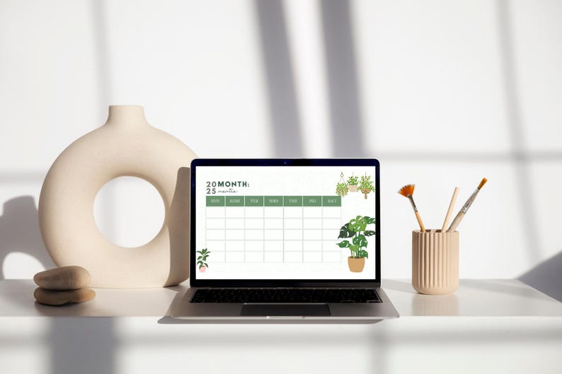 Blank Printable Calendar 2025 | Plant Aesthetic Calendar Instant ...