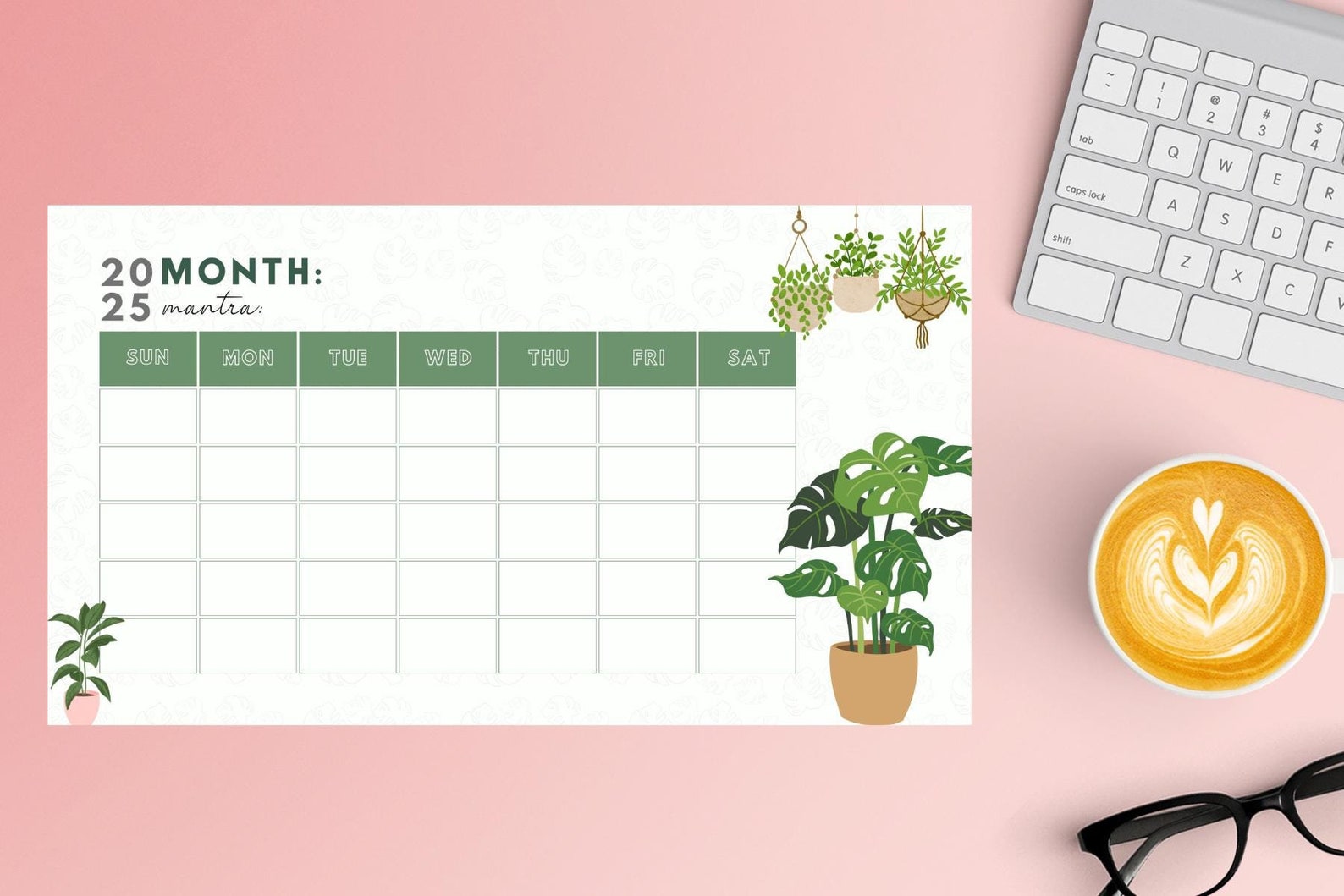 Blank Printable Calendar 2025 | Plant Aesthetic Calendar Instant ...