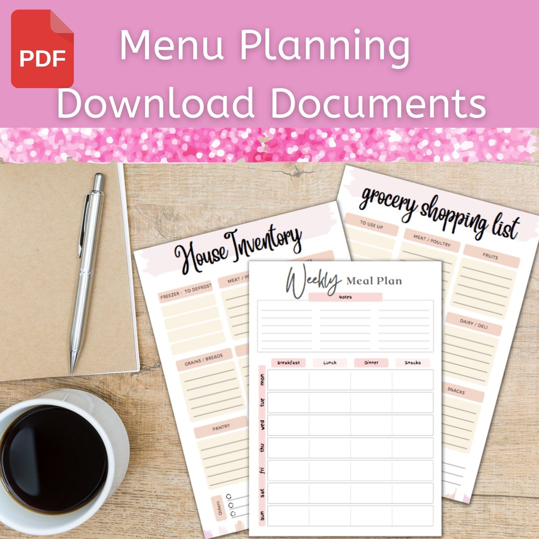 Weekly Meal Planning Tools | DIGITAL Documents | Budget Mum UK - Etsy