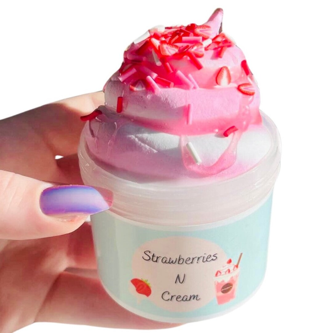 Strawberries N Cream Slime Valentines Day Slime by Sofia 702 Slime Shop ASMR - Etsy