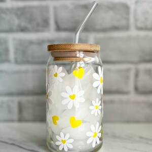 Daisy Drinking Glass, Daisy and Hearts, Daisy and Smiles, Libbey Cup ...