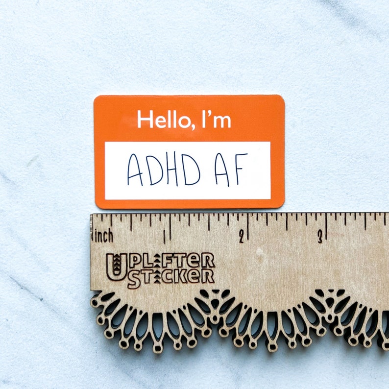 Hello I'm ADHD AF Name Tag Sticker Mental Health - Etsy