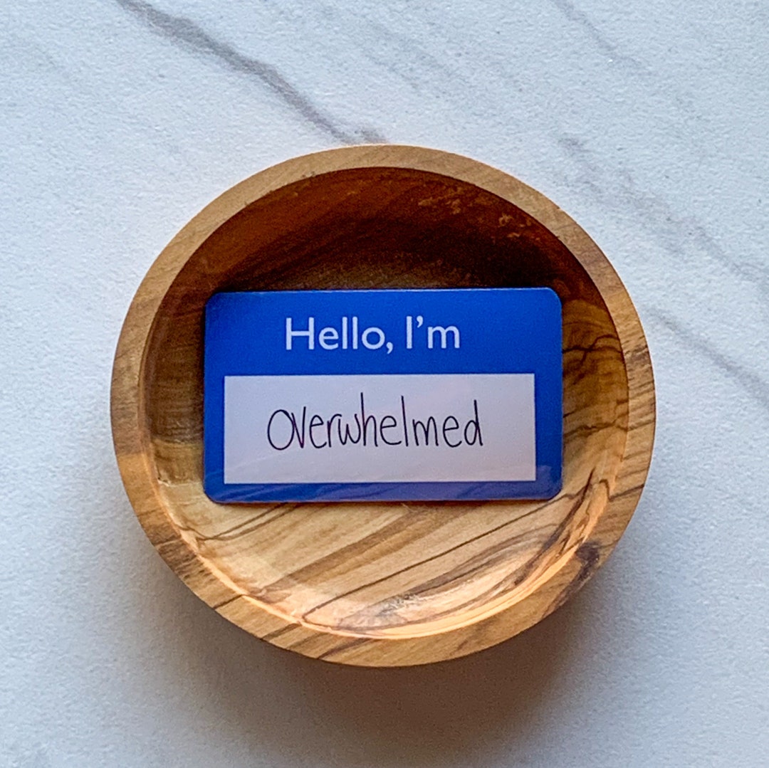 Hello, I'm Overwhelmed Name Tag Sticker, Mental Health Sticker, Gift ...