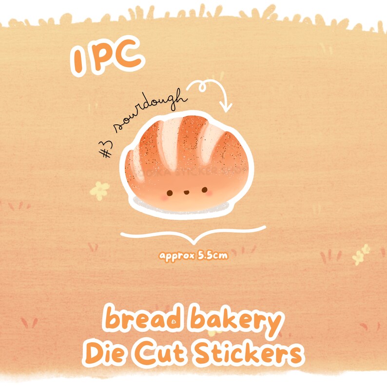 Bread Bakery Kawaii Cute Aesthetic Bakery Bread Bear Diecut Stickers ...