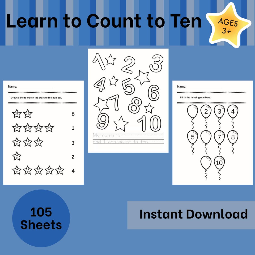 Printable Counting Worksheets for Kids- Learn to Count to Ten - With ...