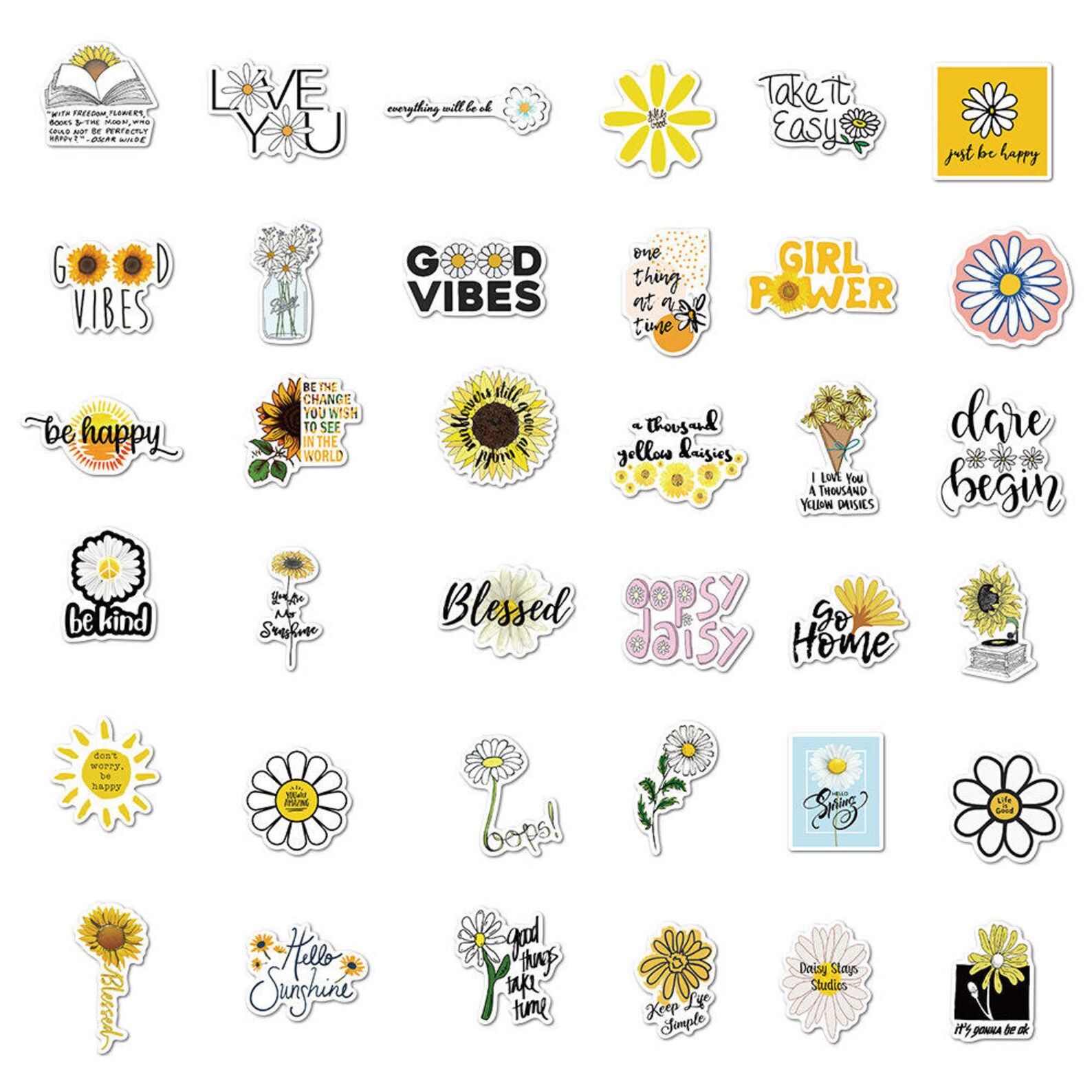 Daisy Motivational Slogan Stickers for Hydro Flask 50-pack,cute Water ...