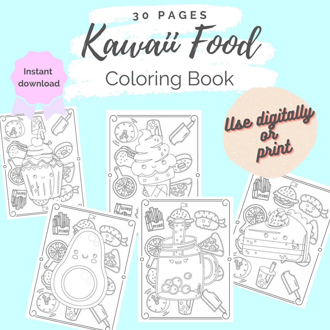 Kawaii Cute Food Coloring Book/digital/instant Download - Etsy