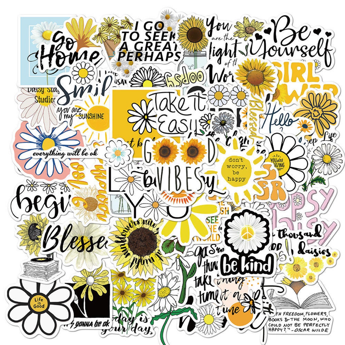 Daisy Motivational Slogan Stickers for Hydro Flask 50-pack,cute Water ...