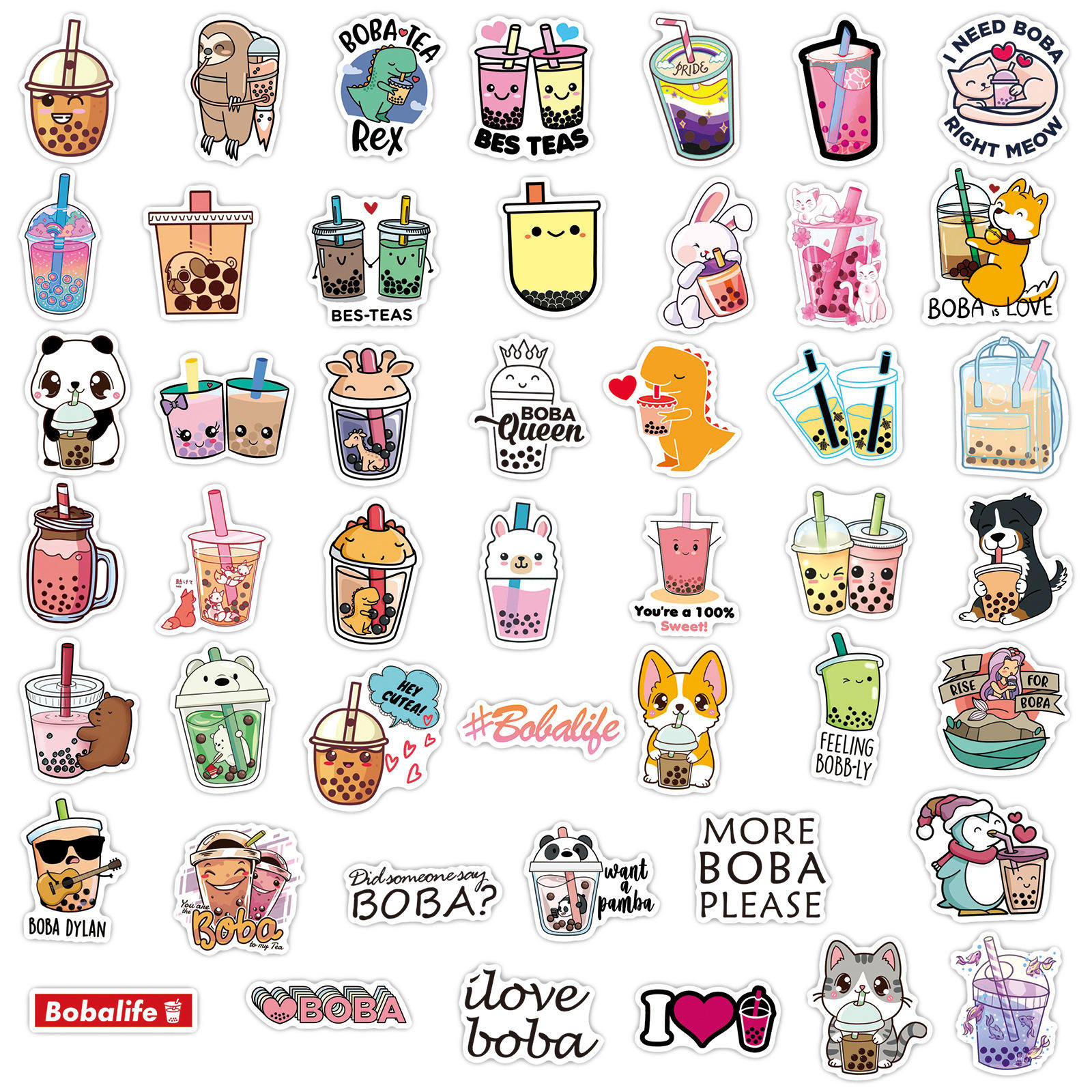 Boba Bubble Tea Stickers for Hydro Flask 50-pack,cute Water Bottle ...