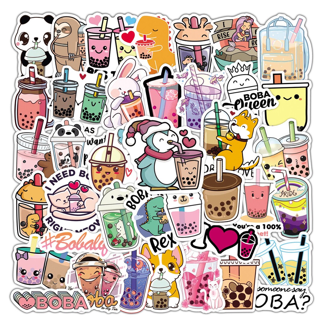 Boba Bubble Tea Stickers for Hydro Flask 50-pack,cute Water Bottle ...