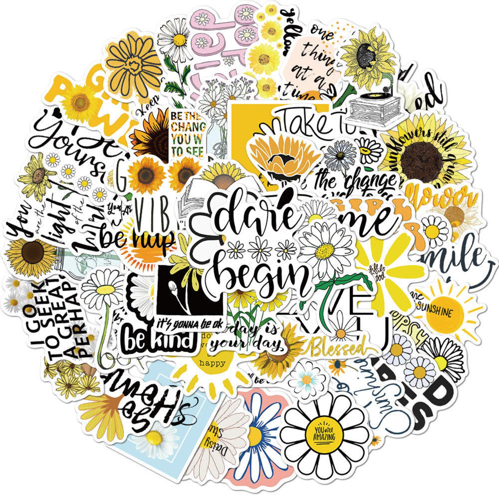 Daisy Motivational Slogan Stickers for Hydro Flask 50-pack,cute Water ...