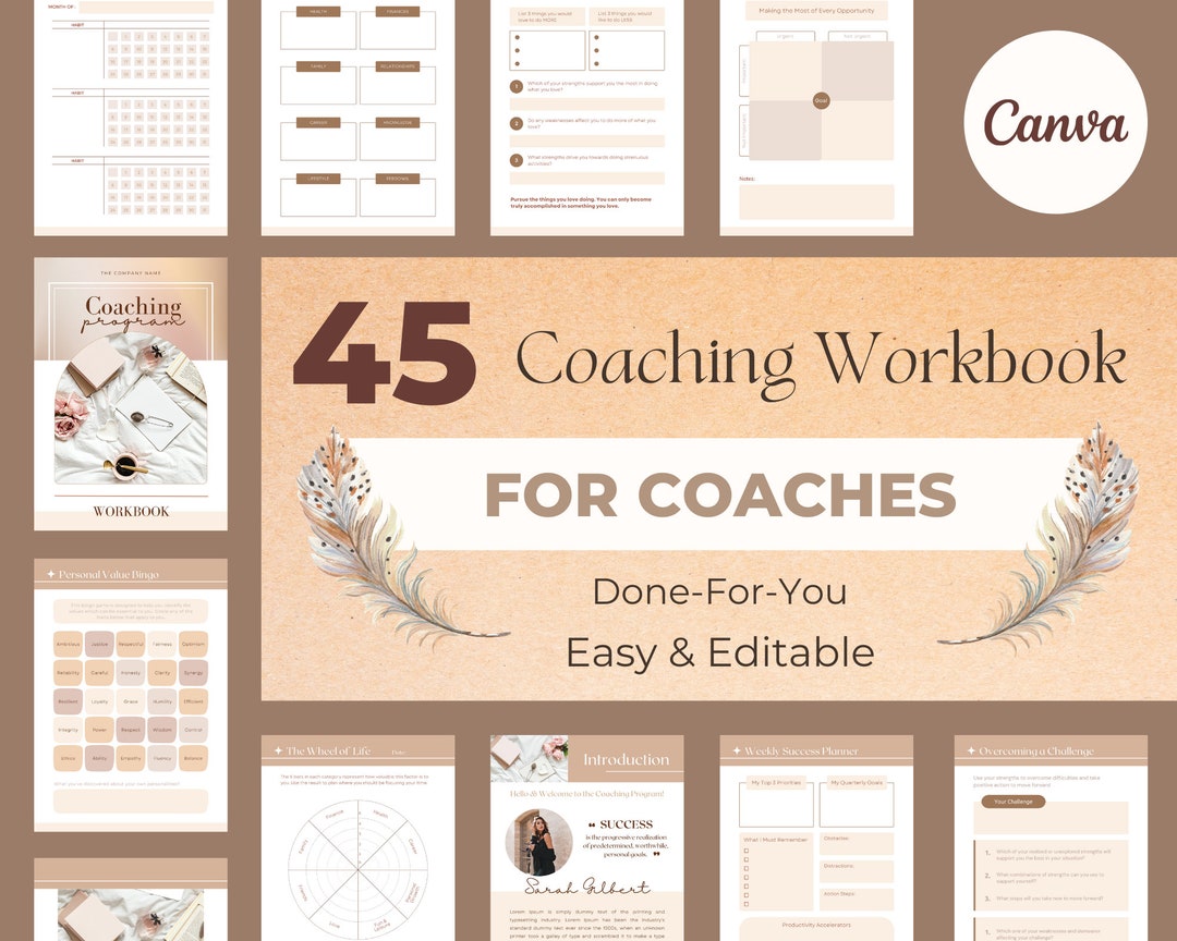BOHO Life Coaching Workbook, Coaching Program Worksheet, Course Creator ...