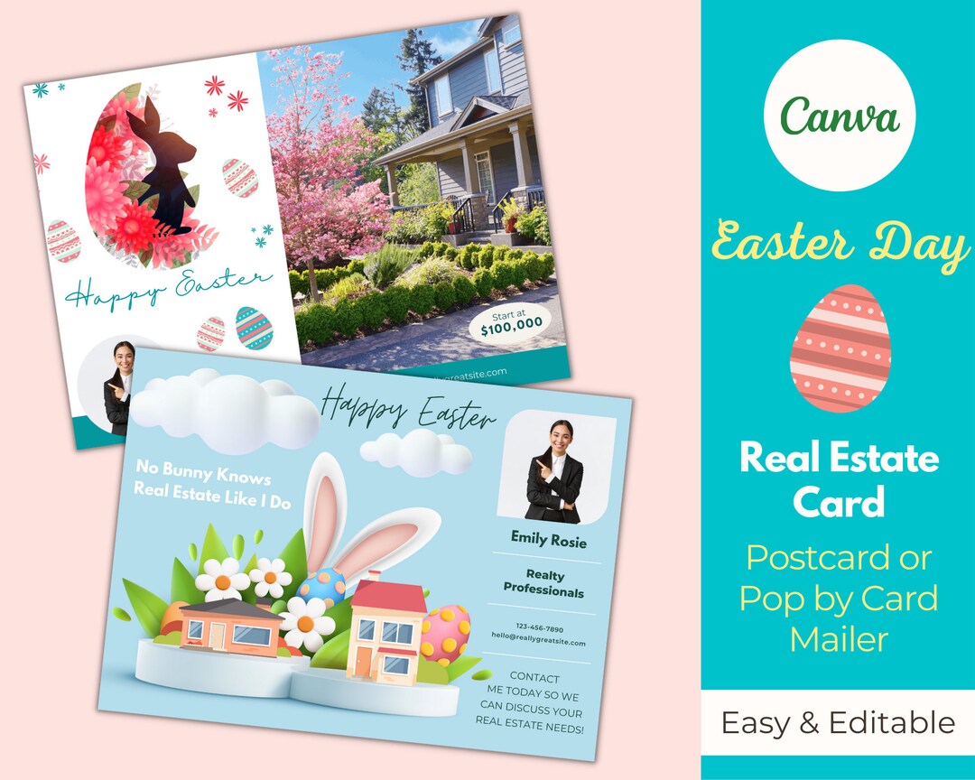 Easter Real Estate Postcard: Spring Realtor Marketing (editable Canva ...