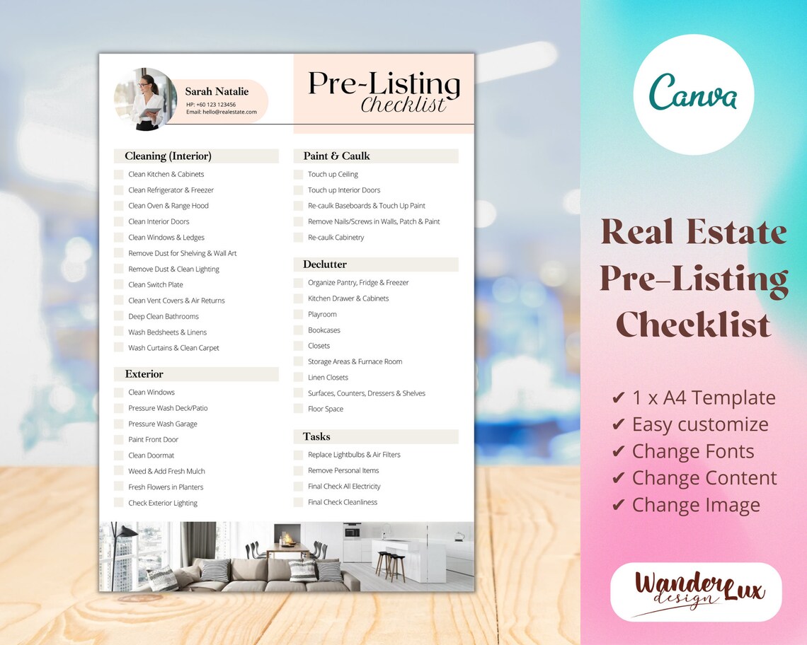 Real Estate Prelisting Checklist, Realtor, Selling a Home Checklist ...