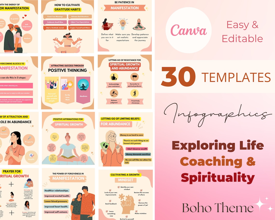 30 Life Coach Spiritual Infographic Instagram Canva (Download Now) - Etsy