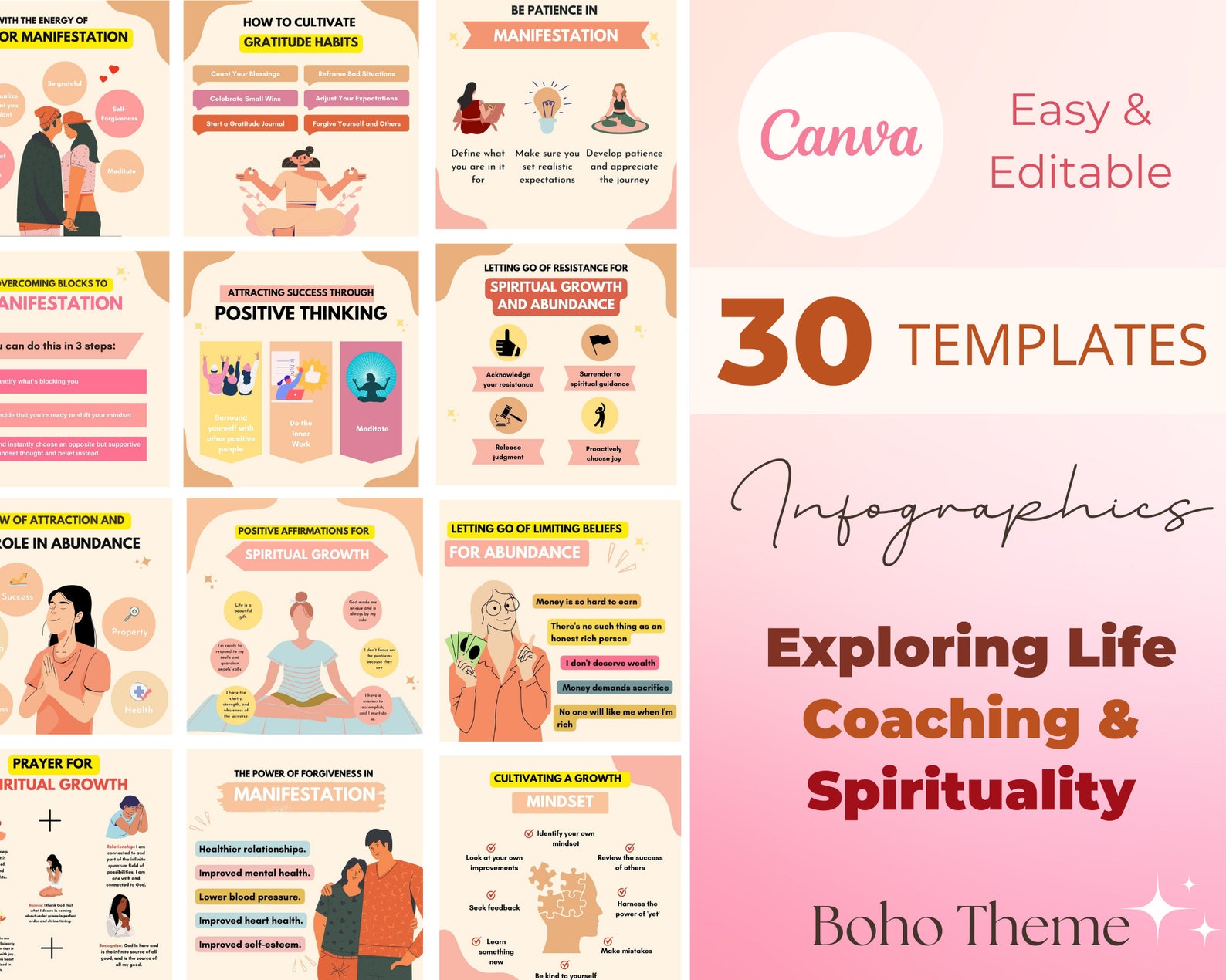 30 Life Coach Spiritual Infographic Instagram Canva (Download Now) - Etsy
